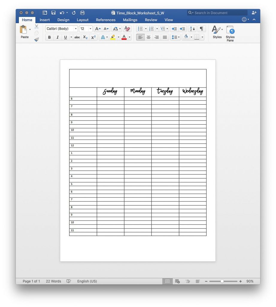 How to Create your own Time Blocking Worksheets {Free Printable ...