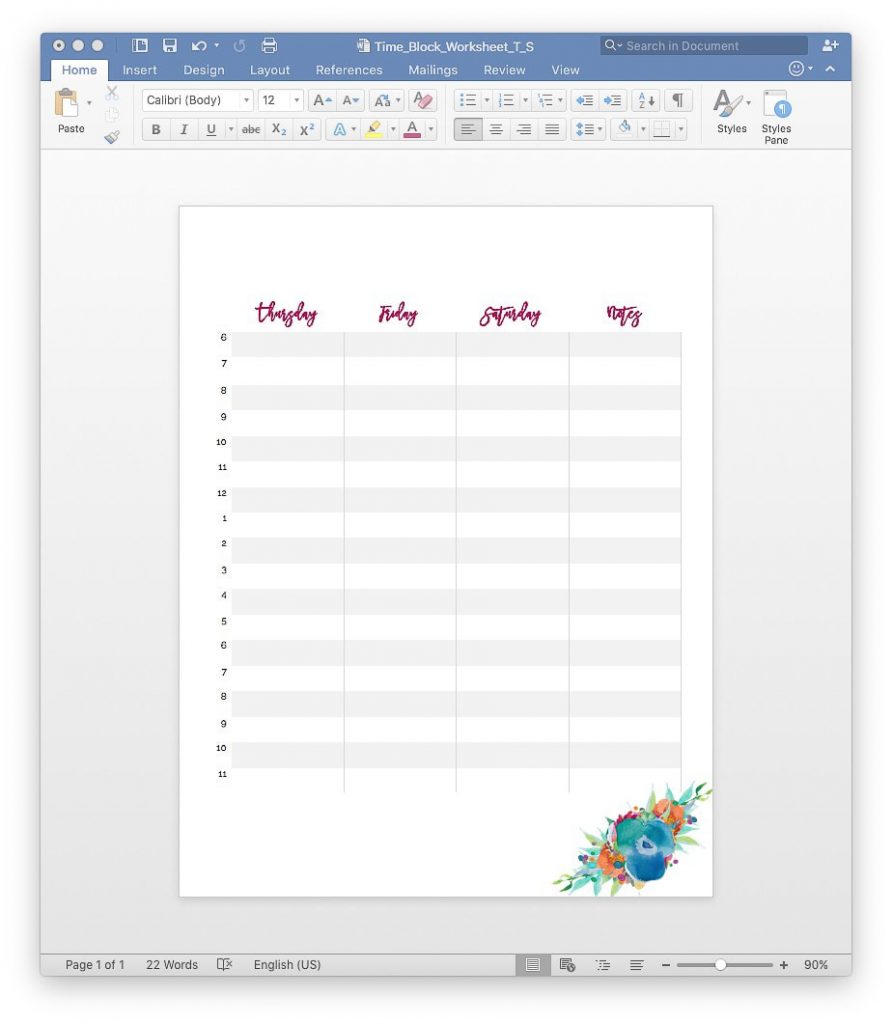How to Create your own Time Blocking Worksheets {Free Printable ...