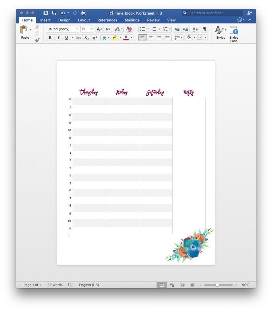 How to Create your own Time Blocking Worksheets {Free Printable ...