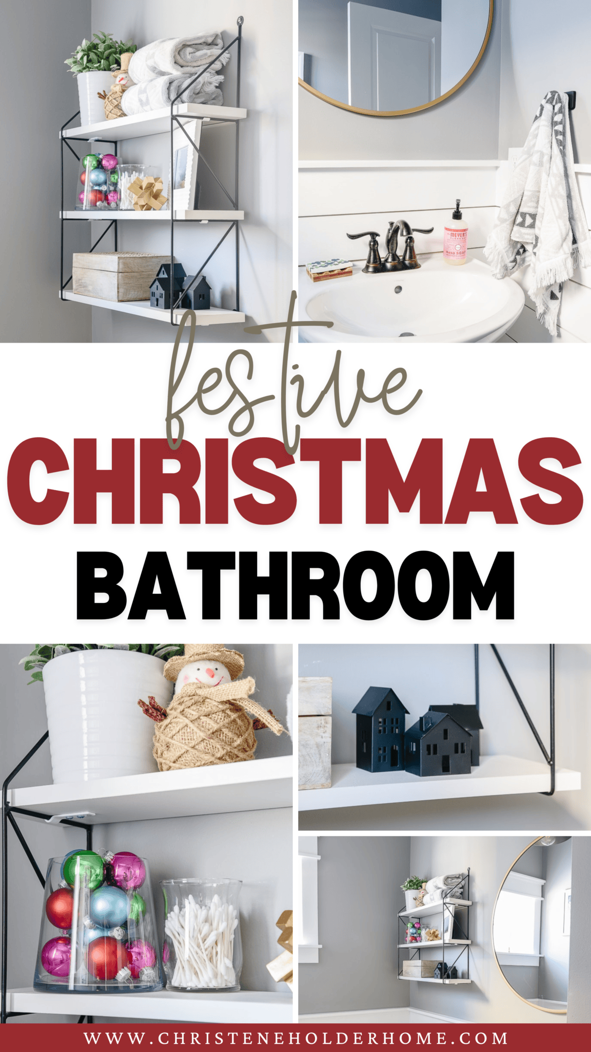 Simple Christmas Powder Room | Christene Holder Home